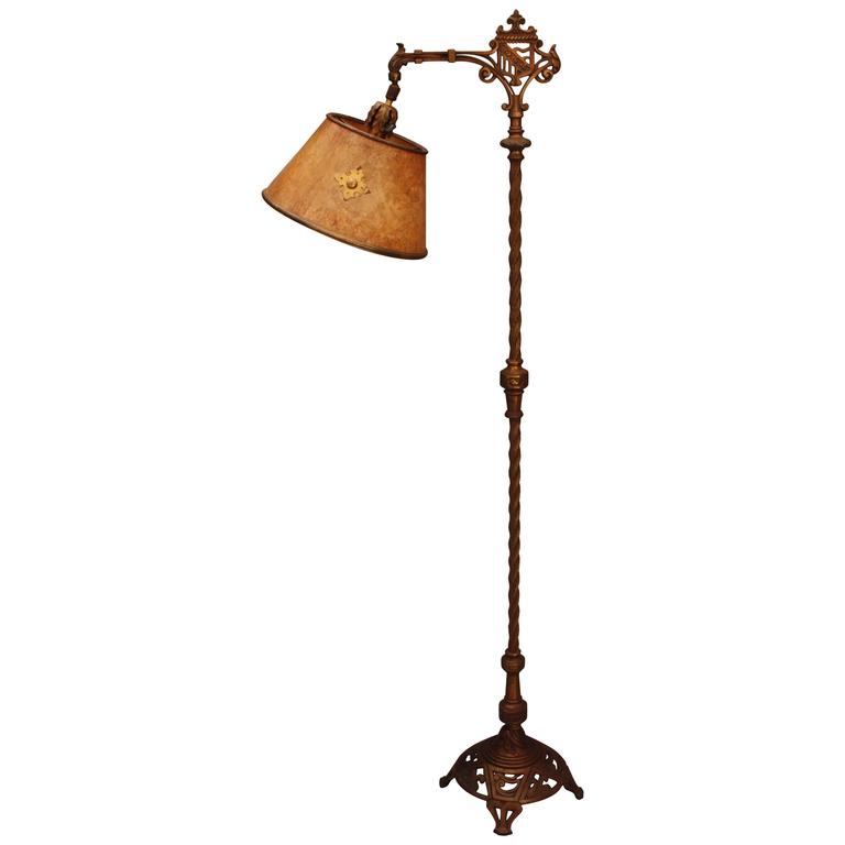 1920s Spanish Revival Bridge Lamp with Mica Shade at 1stDibs
