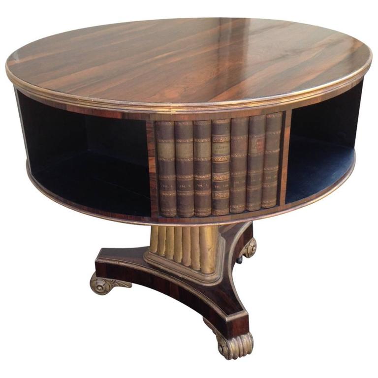Wonderful Round English Regency Rosewood Library Side or Center Table ...