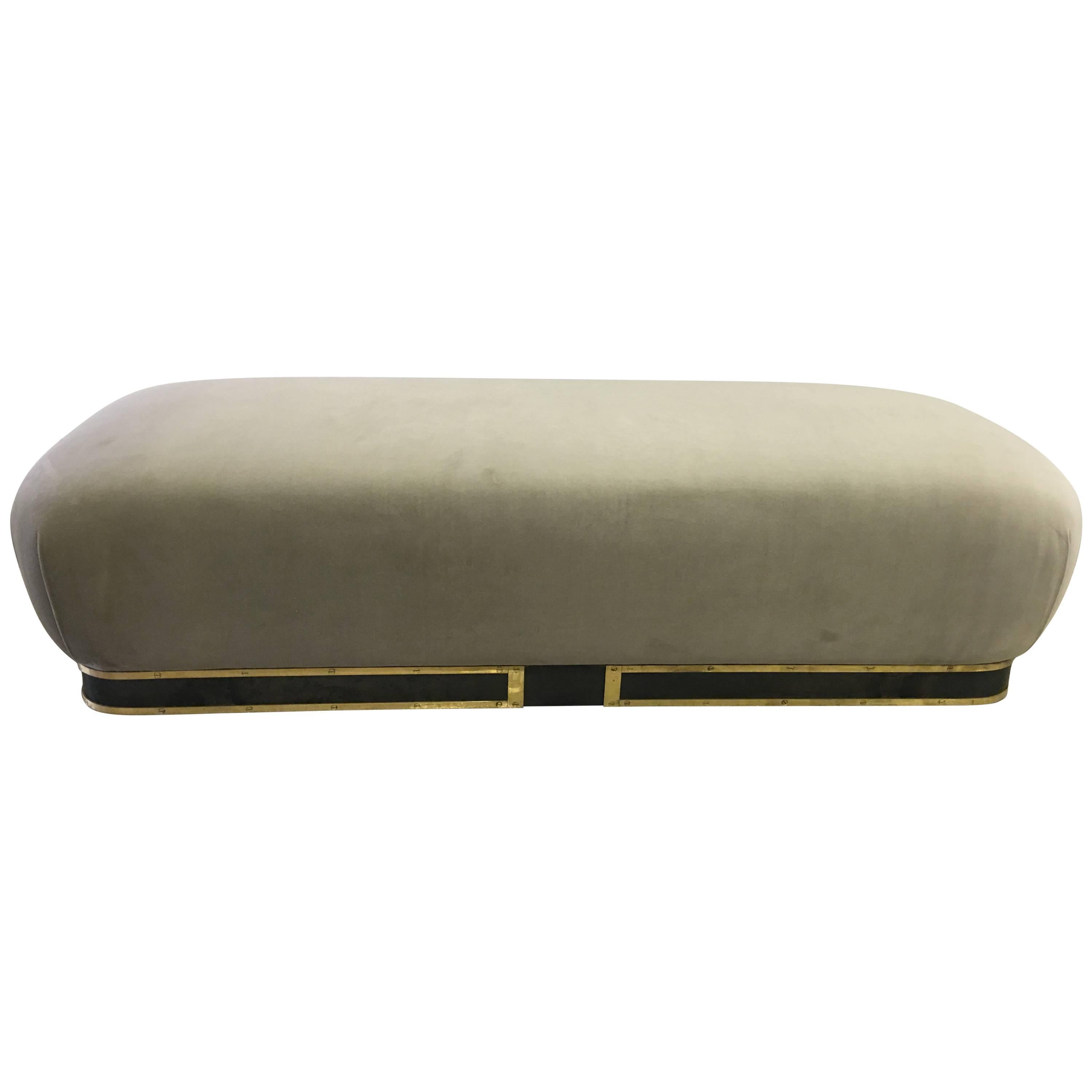 Custom Iron and Brass Cartier Style Belt Strap Bench at 1stDibs