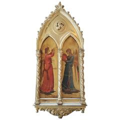 16th Century Spanish Ophrey with Metallic Thread, Red Velvet and Saint ...