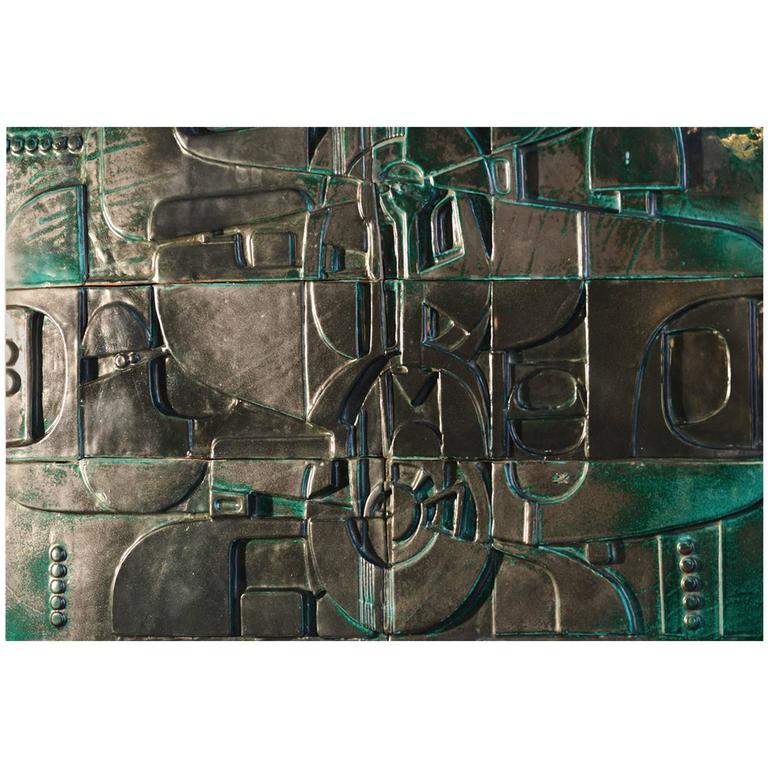 Abstract Glazed Ceramic Wall Sculpture, Italy, 1960s at 1stDibs