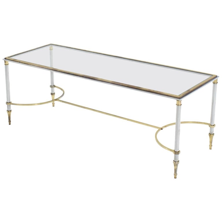 Glass Chrome and Brass Mid-Century Modern Rectangle Coffee Table For ...