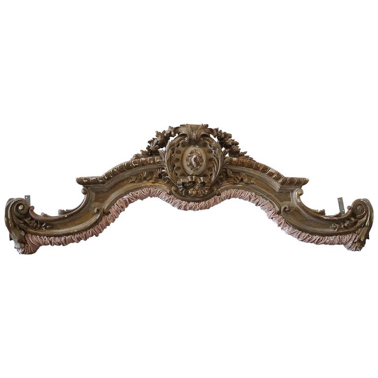 19th Century French Gilded and Carved Bed Corona Cornice at 1stDibs