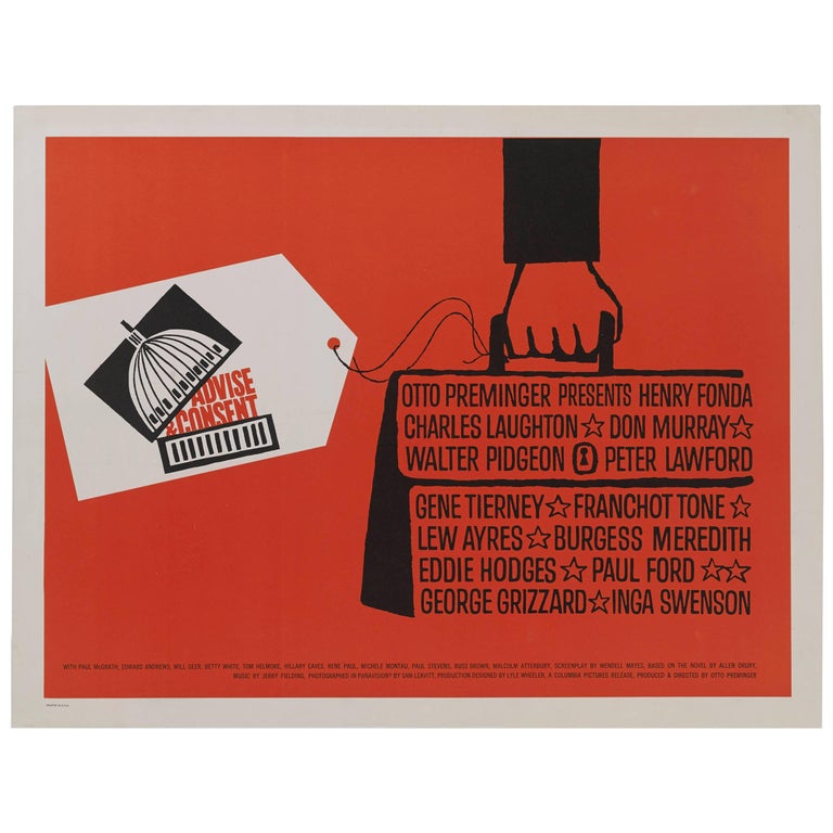 "Advise and Consent" Original US Title Card at 1stDibs