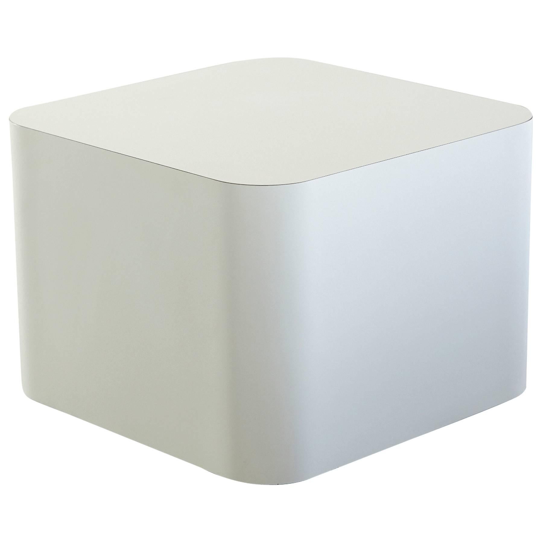 Custom Made White Laminate Cubic End Table or Pedestal, Large at 1stDibs
