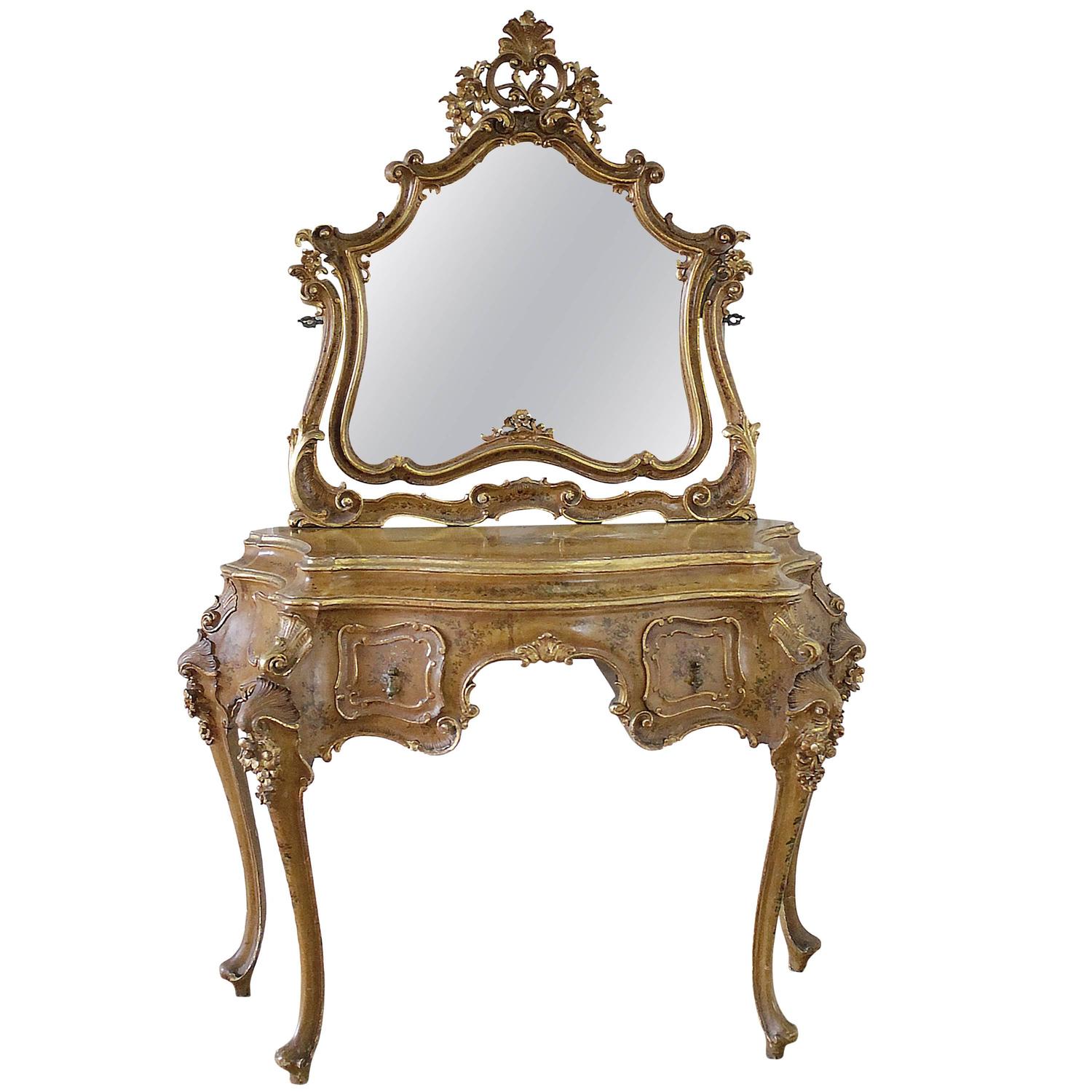 20th Century Italian Polychrome Vanity in the Rococo Style at 1stdibs