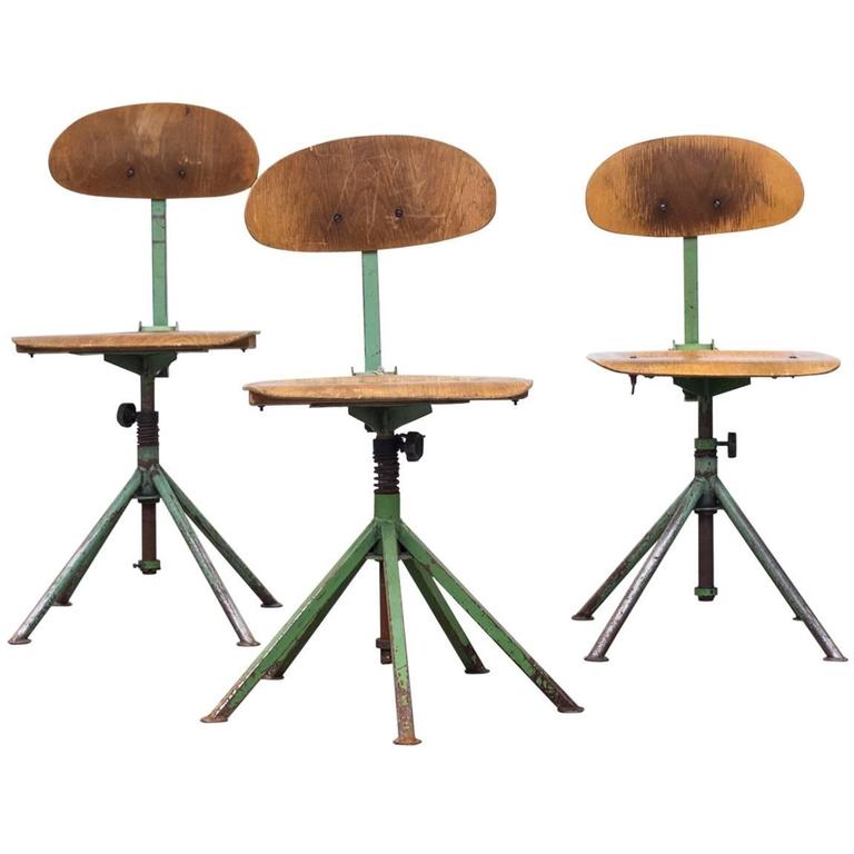 Antique Industrial Adjustable Drafting Stool by Sikes at 1stdibs