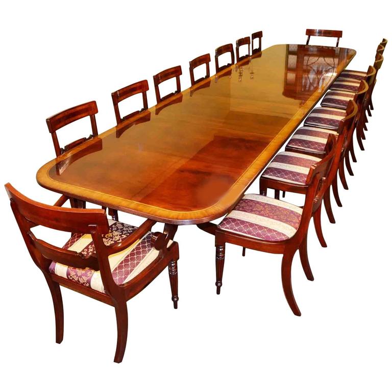 Regency Dining Table and 16 Chairs Flame Mahogany at 1stDibs