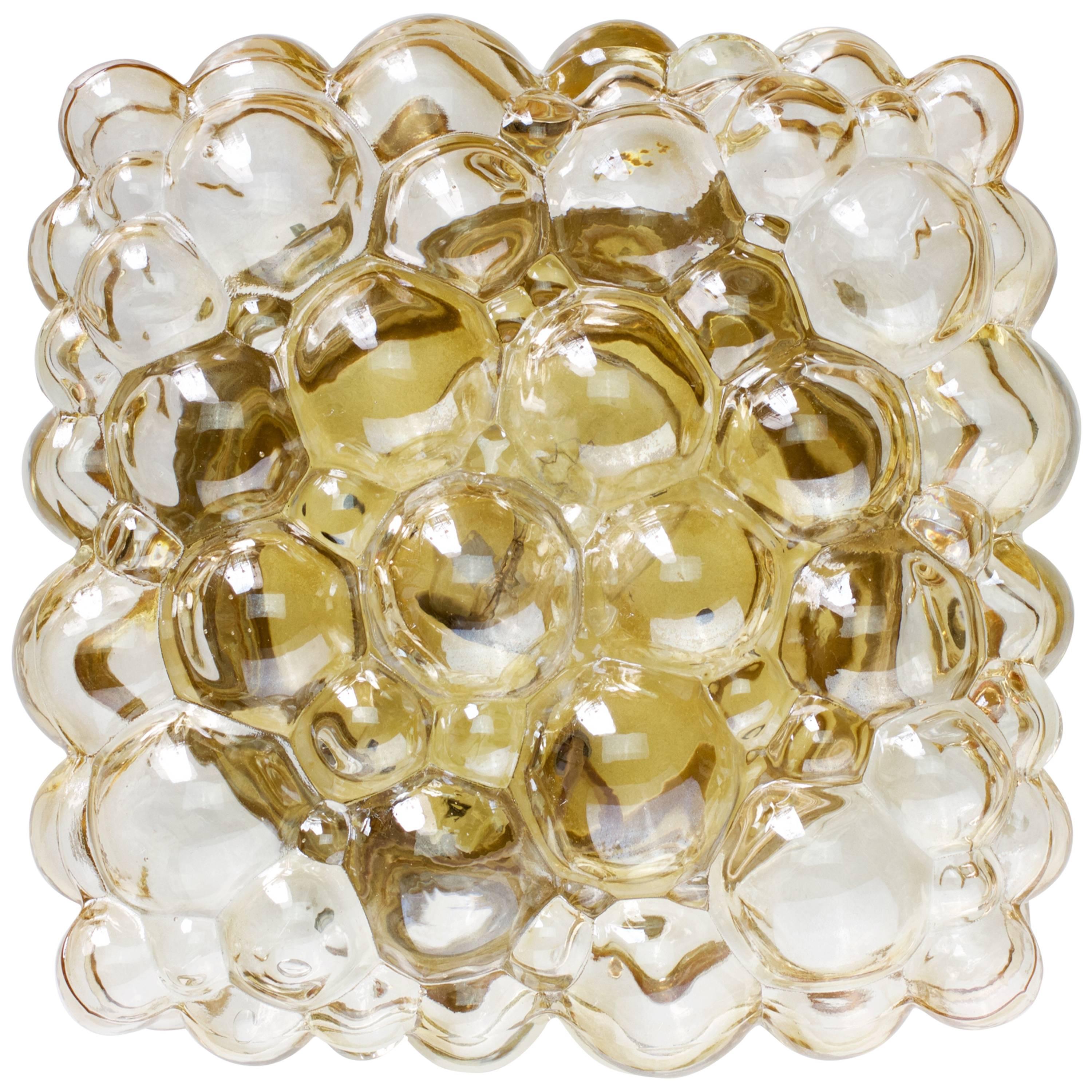 Vintage 1960s Square Amber Colored Bubble Glass Wall Light or Sconce by ...