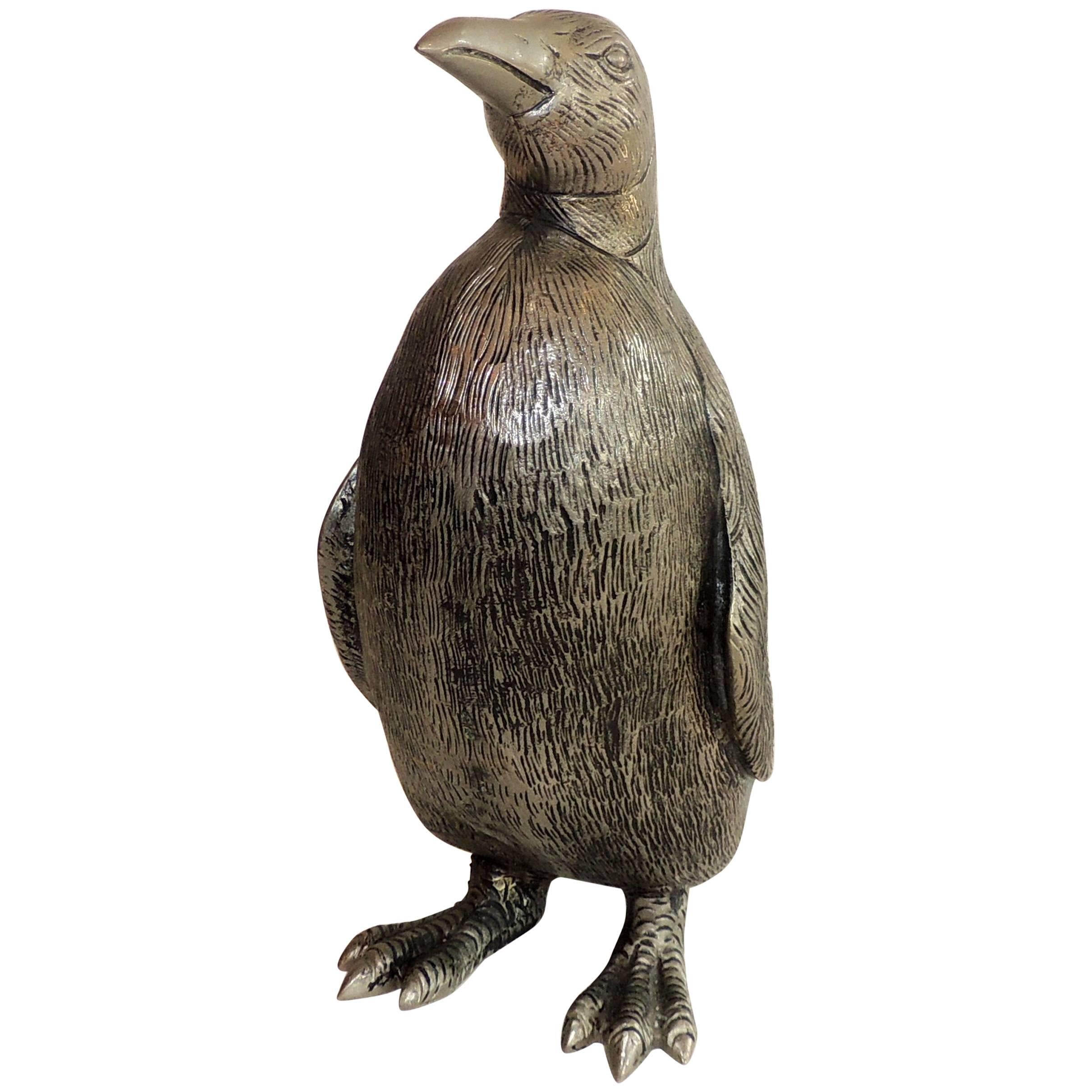 Wonderful Vintage Gucci Italy Silver Plated Large Penguin Figure Statue ...