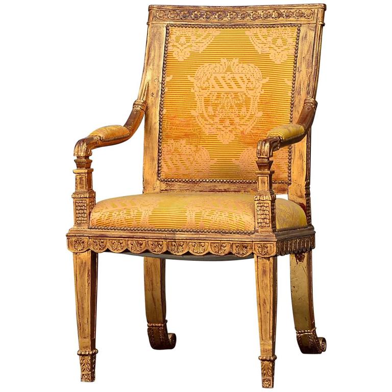 French King Throne Gold Leaf Chair Ornate, circa 1960 For Sale at 1stDibs