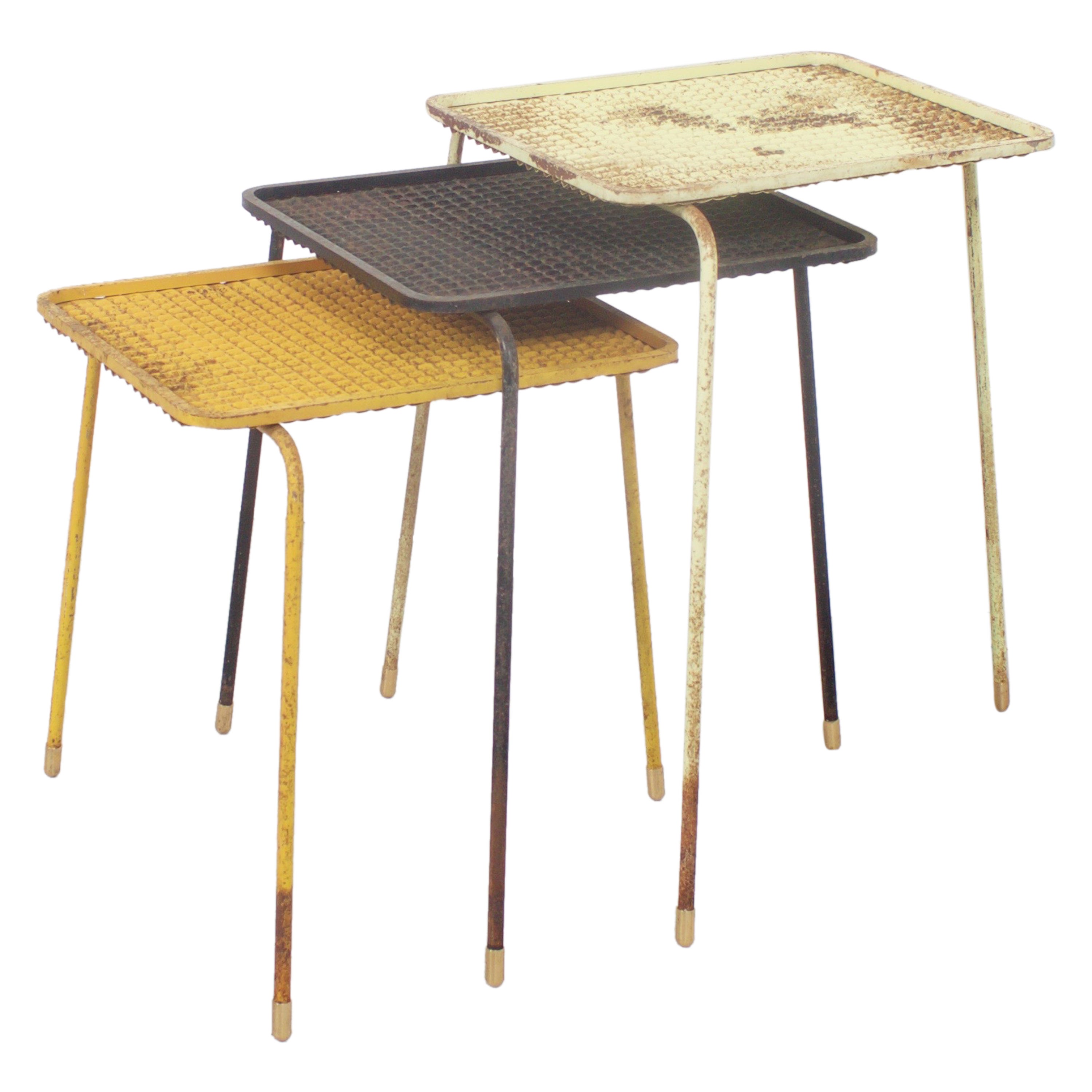 Pair of Rare Bedside Tables by Mathieu Matégot For Sale at 1stDibs