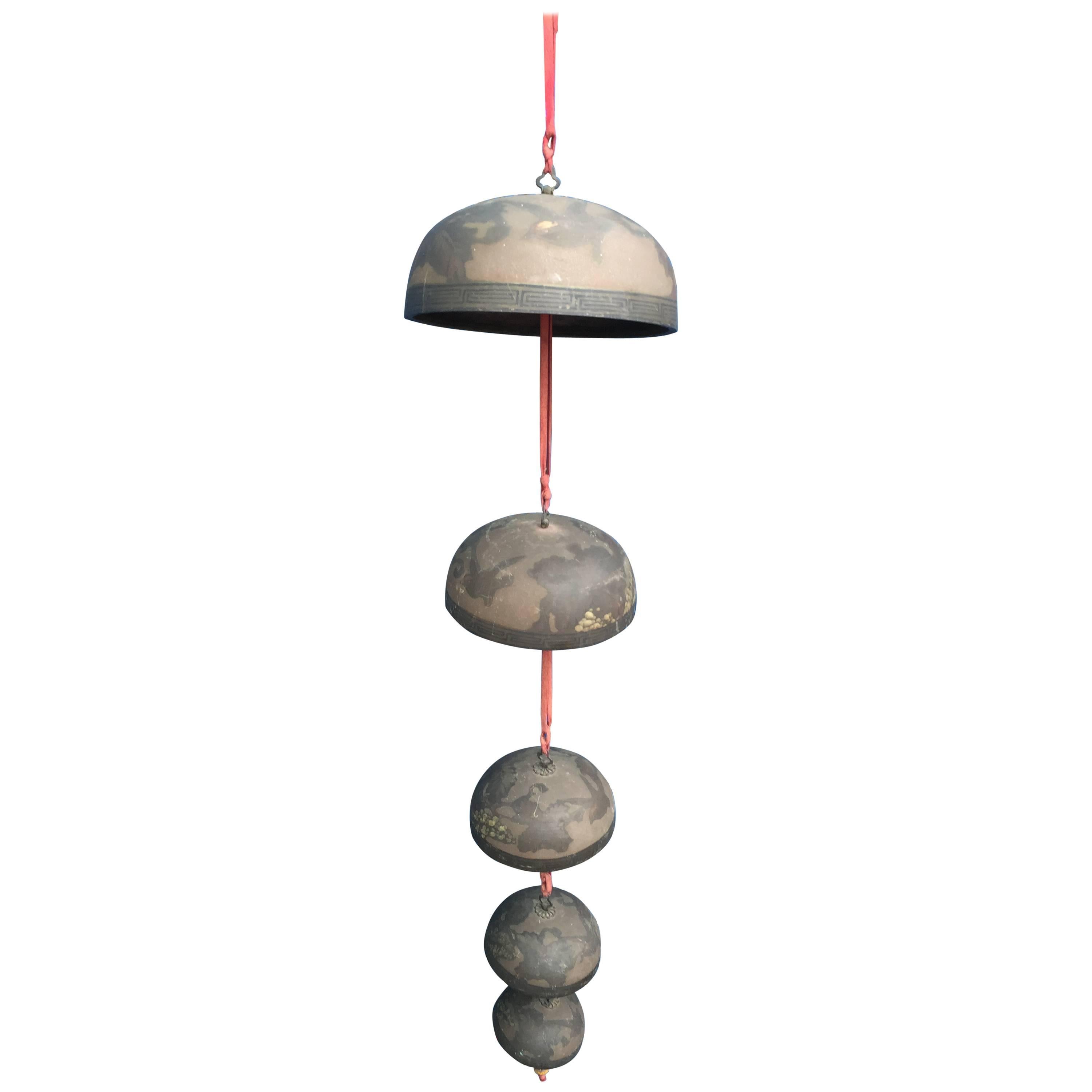 Japan 19thc Set Five Bronze BIRDS Temple Meditation Bells FREE SHIPPING ...