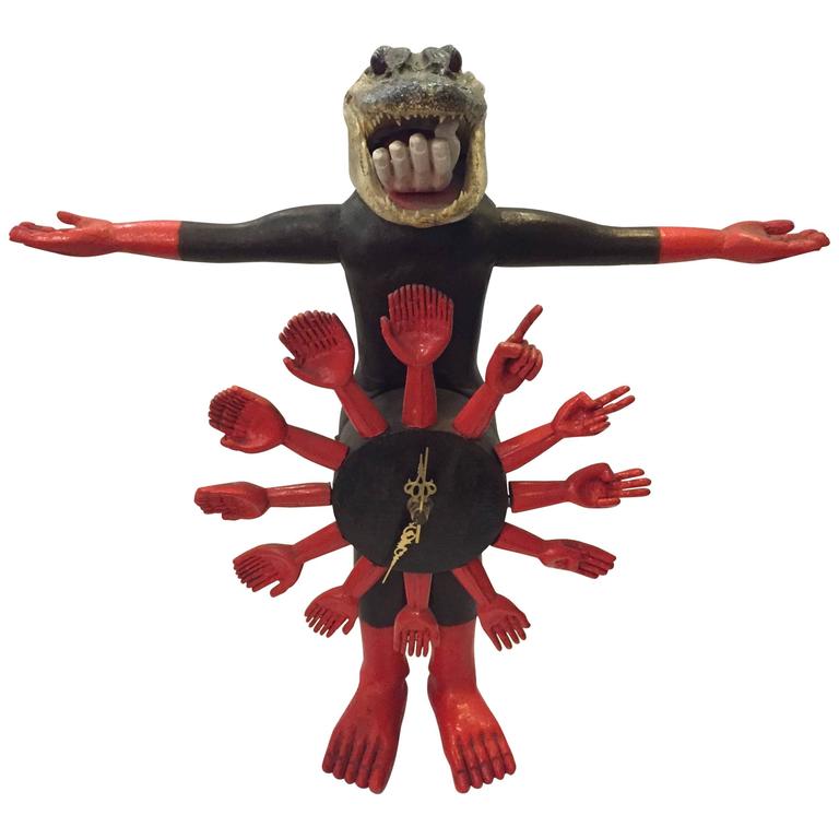 Ultra Rare and Early Sculpture: "Relox Kokodrilo" by Pedro Friedeberg ...