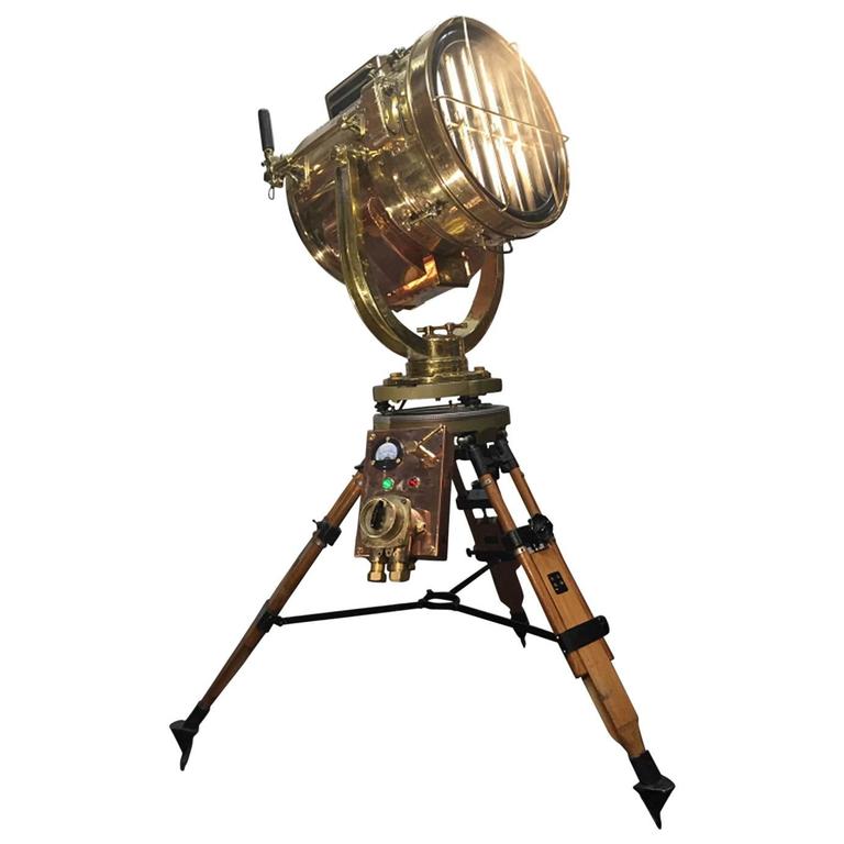 20th Century Copper and Brass Signalling Floor Lamp and Military ...