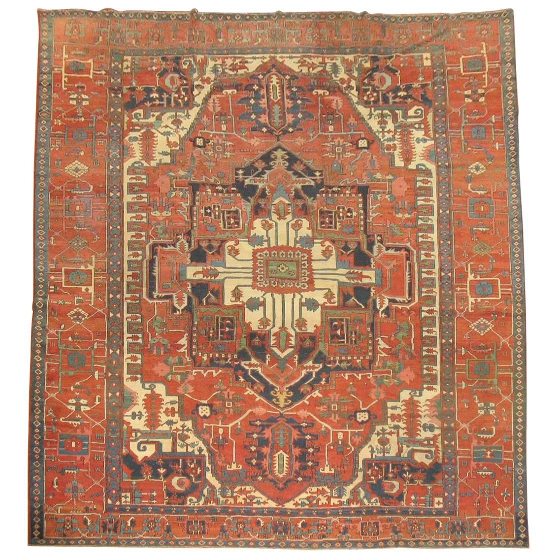 Pictorial Antique Persian Tabriz Carpet For Sale at 1stDibs