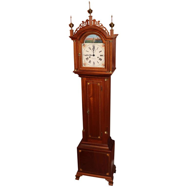 Foster S. Campos Mahogany Case Grandmother Tall Clock Pembroke MA at ...