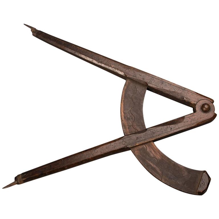 Extra Large Wooden French Architect Compass, circa 1890 at 1stDibs