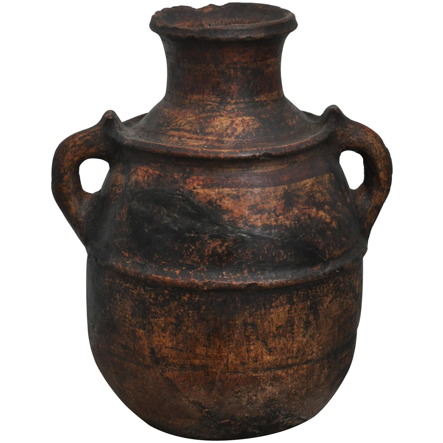 Late 19th Century Primitive Spanish Clay Pot For Sale at 1stdibs