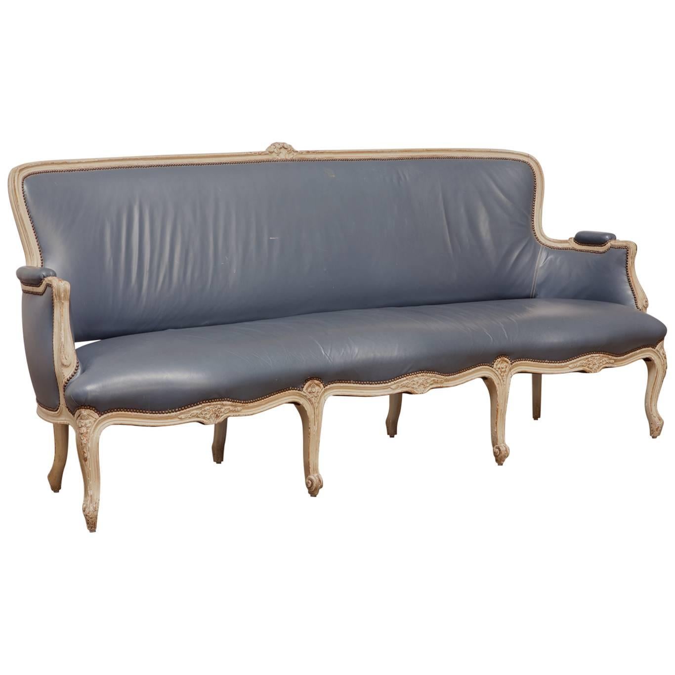 French Louis XV Style Velvet Canapé à Oreilles Sofa For Sale at 1stDibs