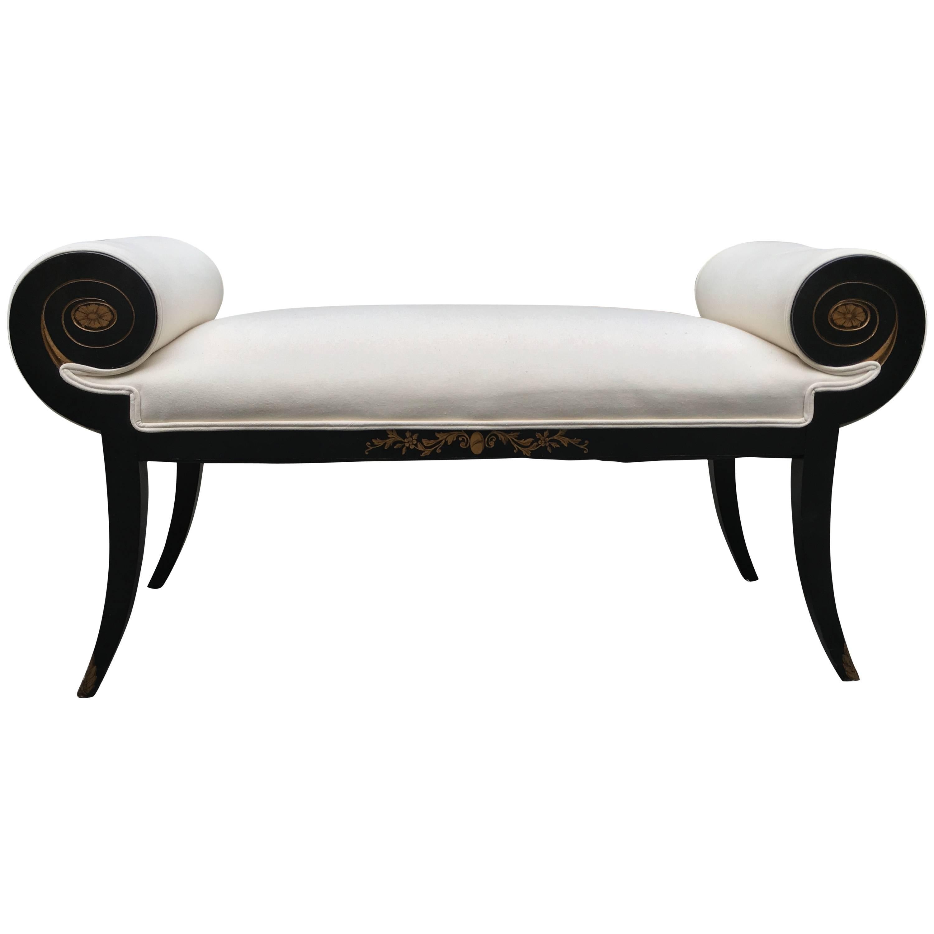 Stunning Hollywood Regency Recamier Bench at 1stDibs