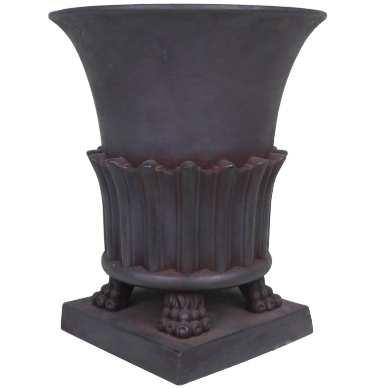 Greco-Roman Style Large Urn Vase- circa 1950-Terra Cotta Matte Black ...