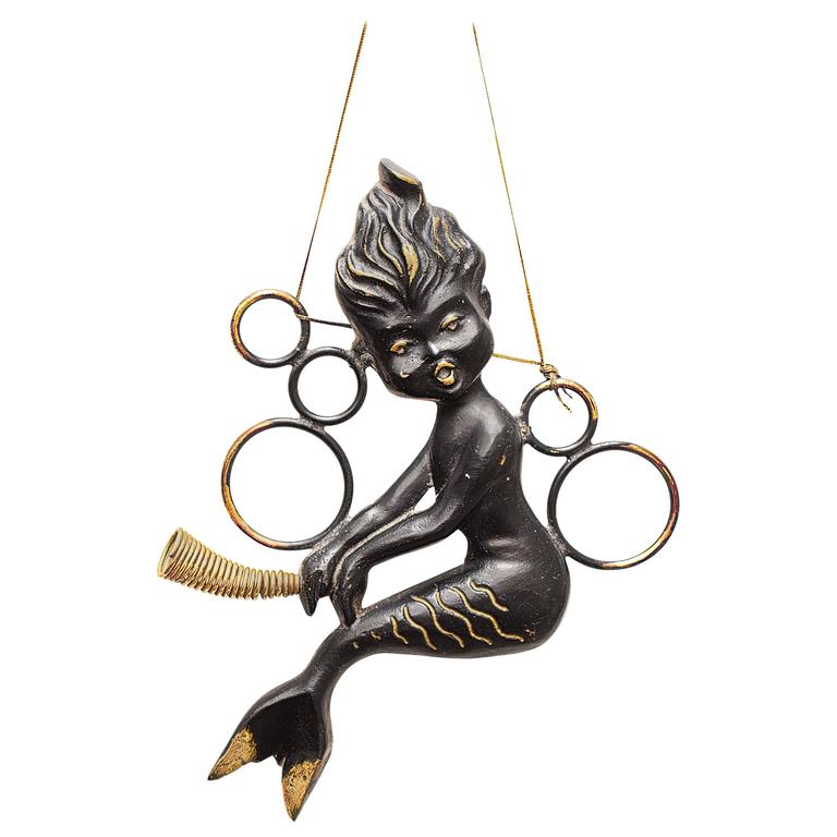 Mermaid Wall-Mounted Brass Sculptures by Hertha Baller, Austria, 1950 ...