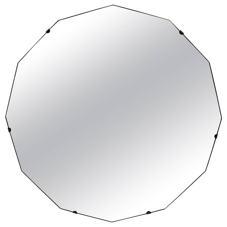 Round Hollywood Regency Beveled Glass Wall Mirror For Sale at 1stDibs ...