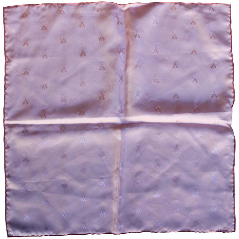 Hermès Pocket Square with Bee Motif, Pink For Sale at 1stDibs