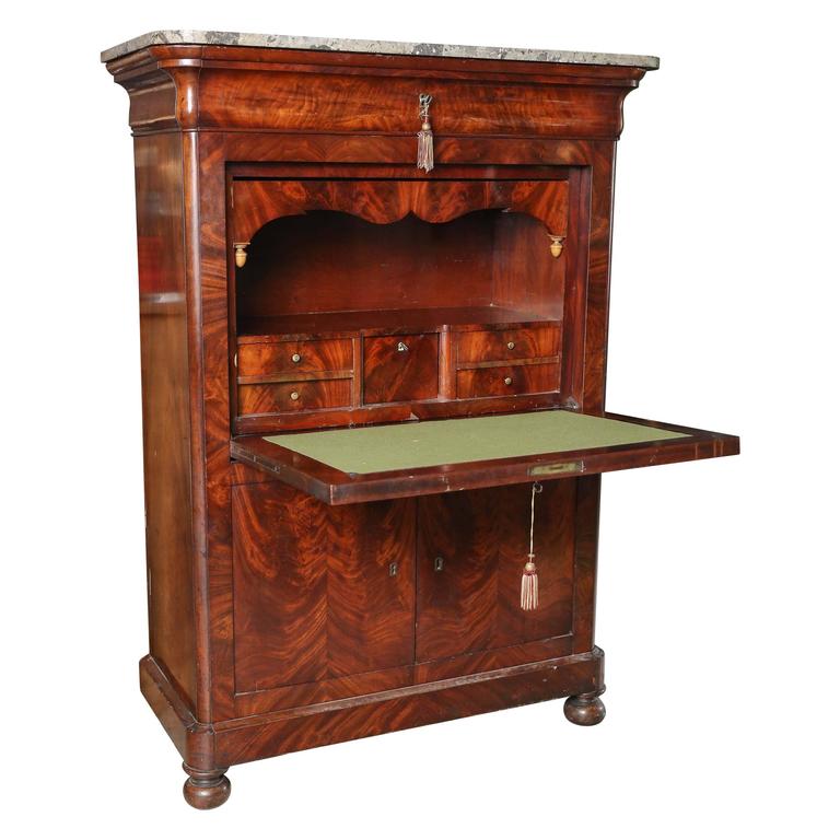 19th Century French Louis Philippe Desk with Marble Top at 1stDibs