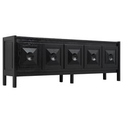 Black Graphical Credenza in Oak For Sale at 1stDibs