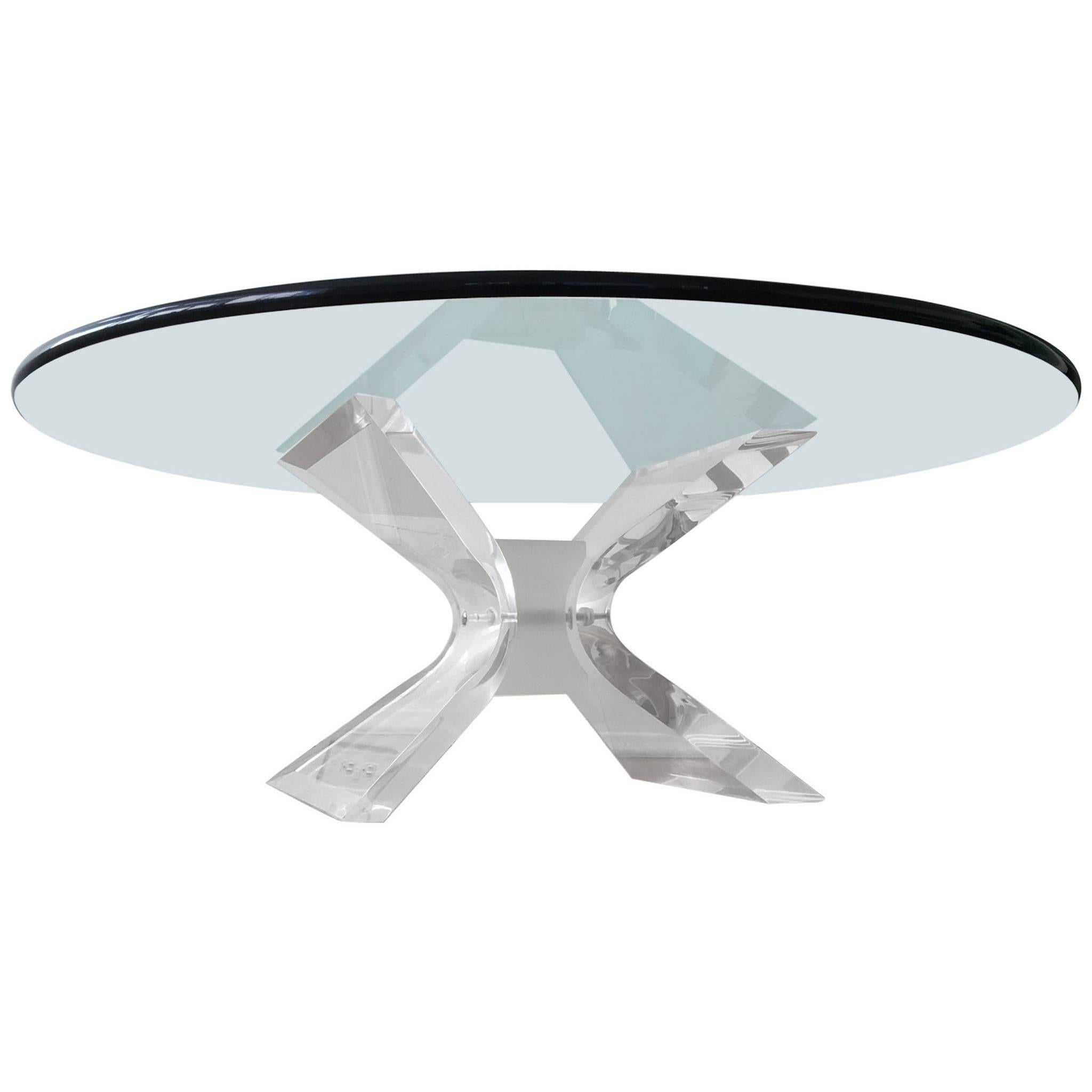 Lion in Frost Lucite 'Iceberg' Coffee Table with Glass Top at 1stDibs