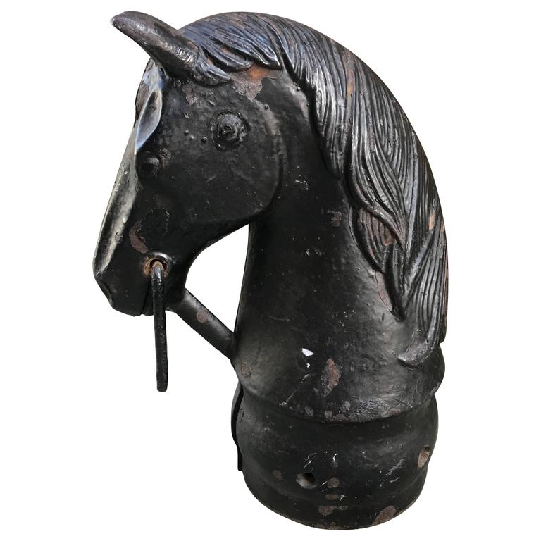Cast Iron Horse Head Hitching Post from the Late 19th Century For Sale ...