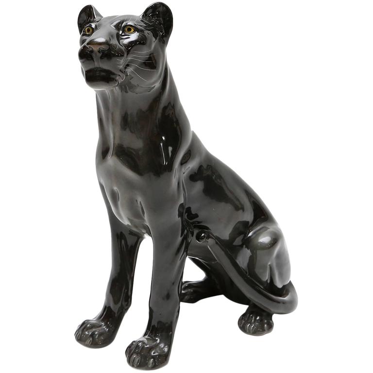 Black Ceramic Panther at 1stDibs