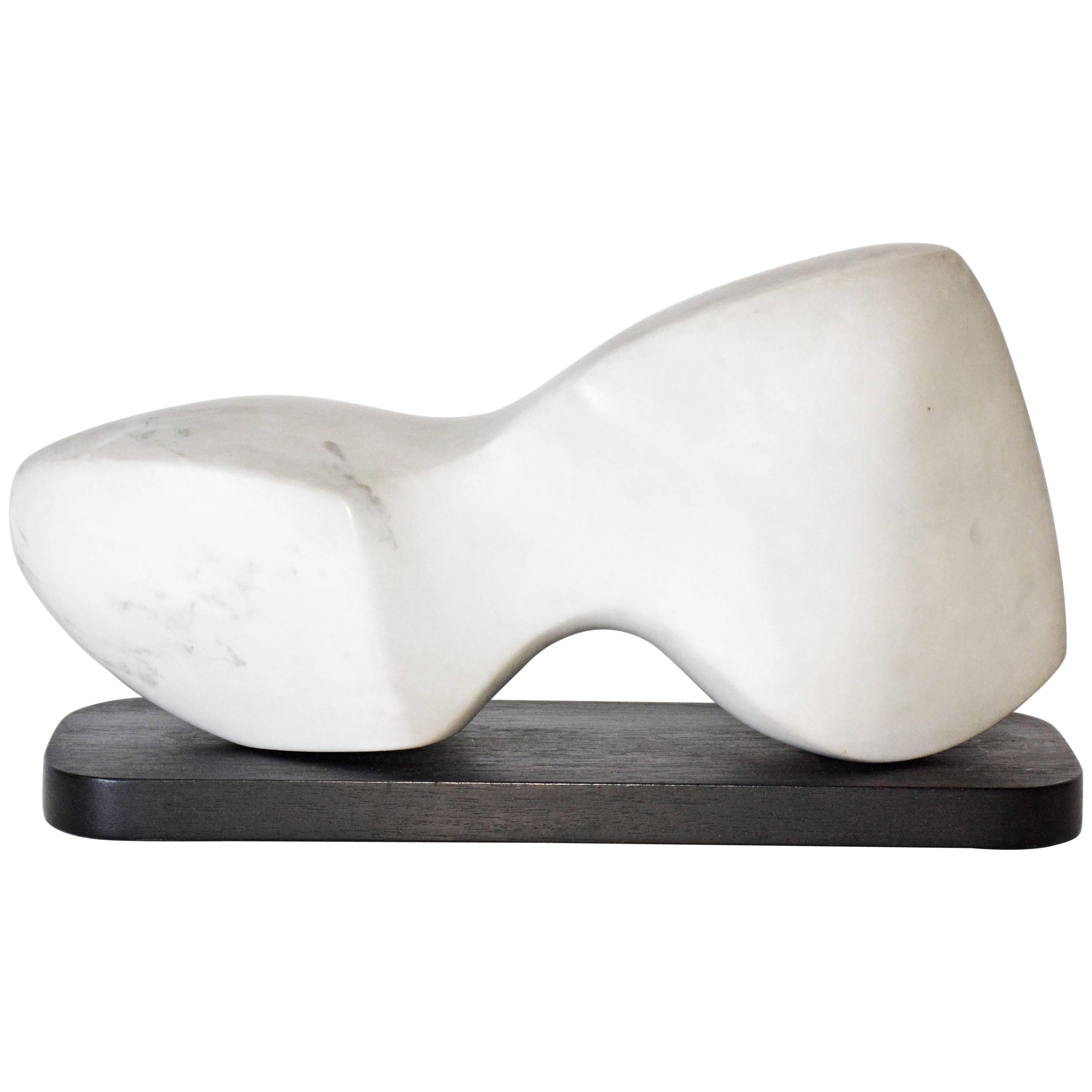 Pink and White Abstract Marble Sculpture on Black Base For Sale at 1stDibs