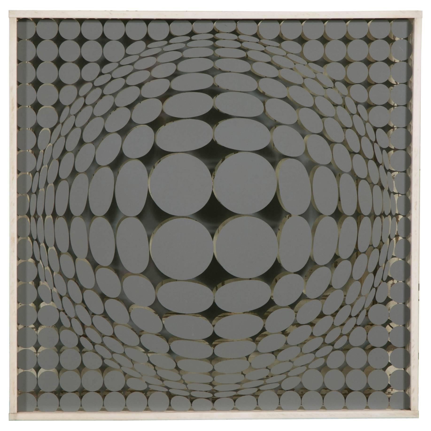Victor Vasarely Kinetic Sculpture in Glass and Mirror, circa 1976 For ...