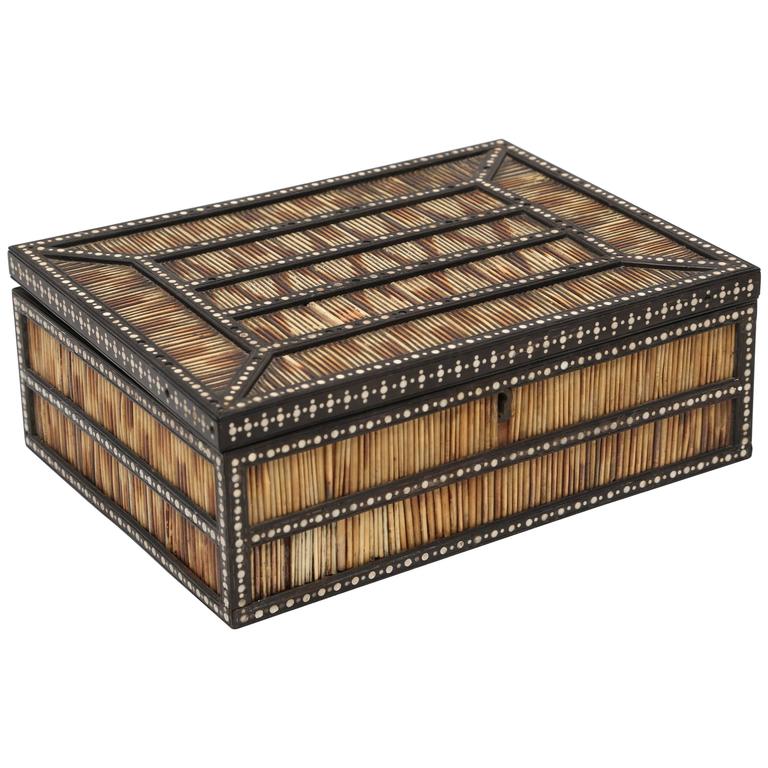 Porcupine Quill Box with Ebonized Wood and Bone at 1stDibs