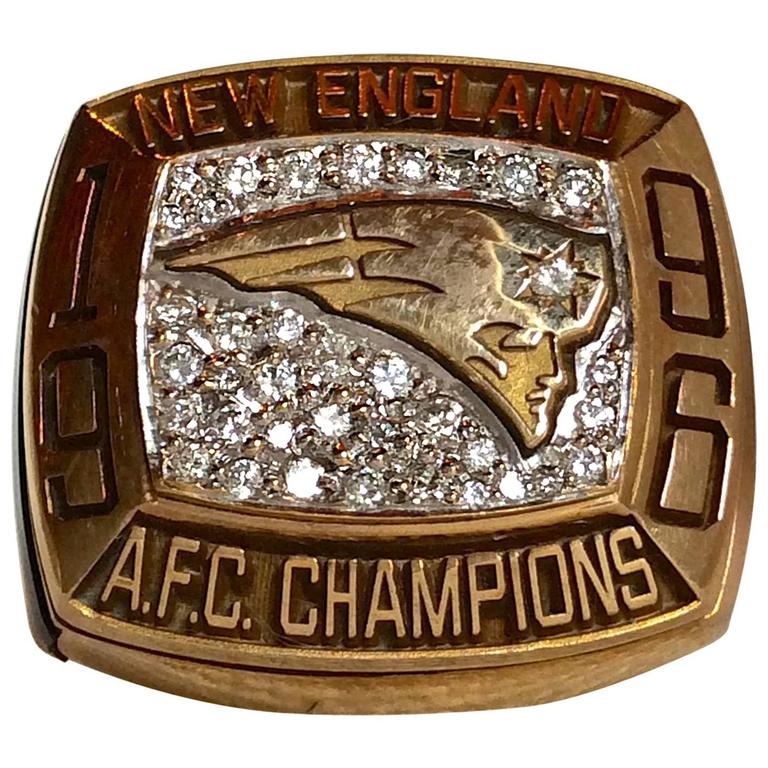 1996 New England Patriots AFC Championship Staff Ring, All Real Diamond ...