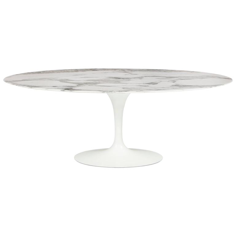Large Oval Marble Tulip Dining Table by Eero Saarinen for Knoll at 1stDibs