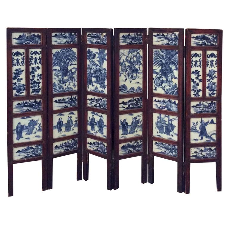Qing Dynasty Blue and White Chinese Table Screen at 1stDibs