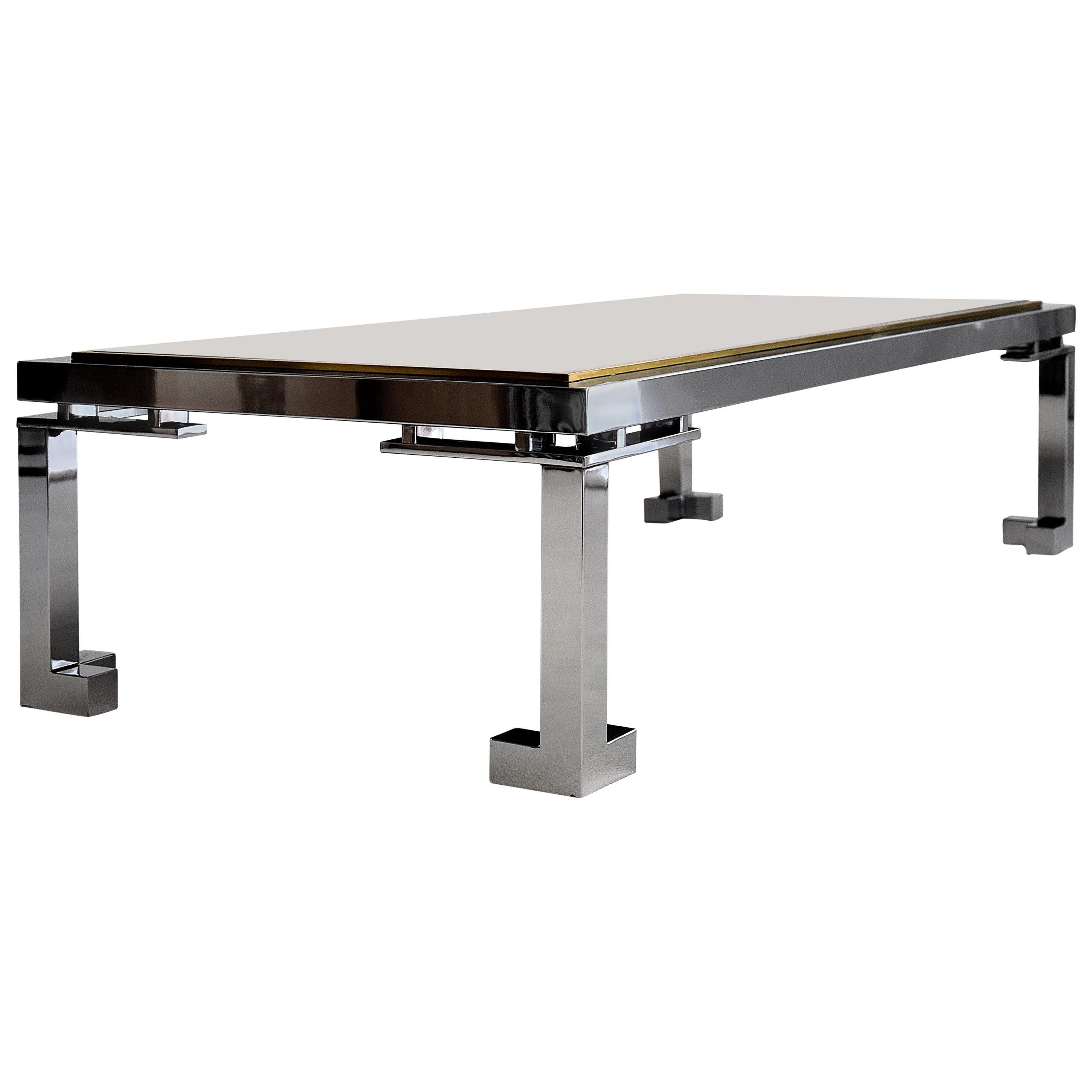 Hollywood Regency Coffee Table with Poly-Chromed Mirrored Scenes in ...