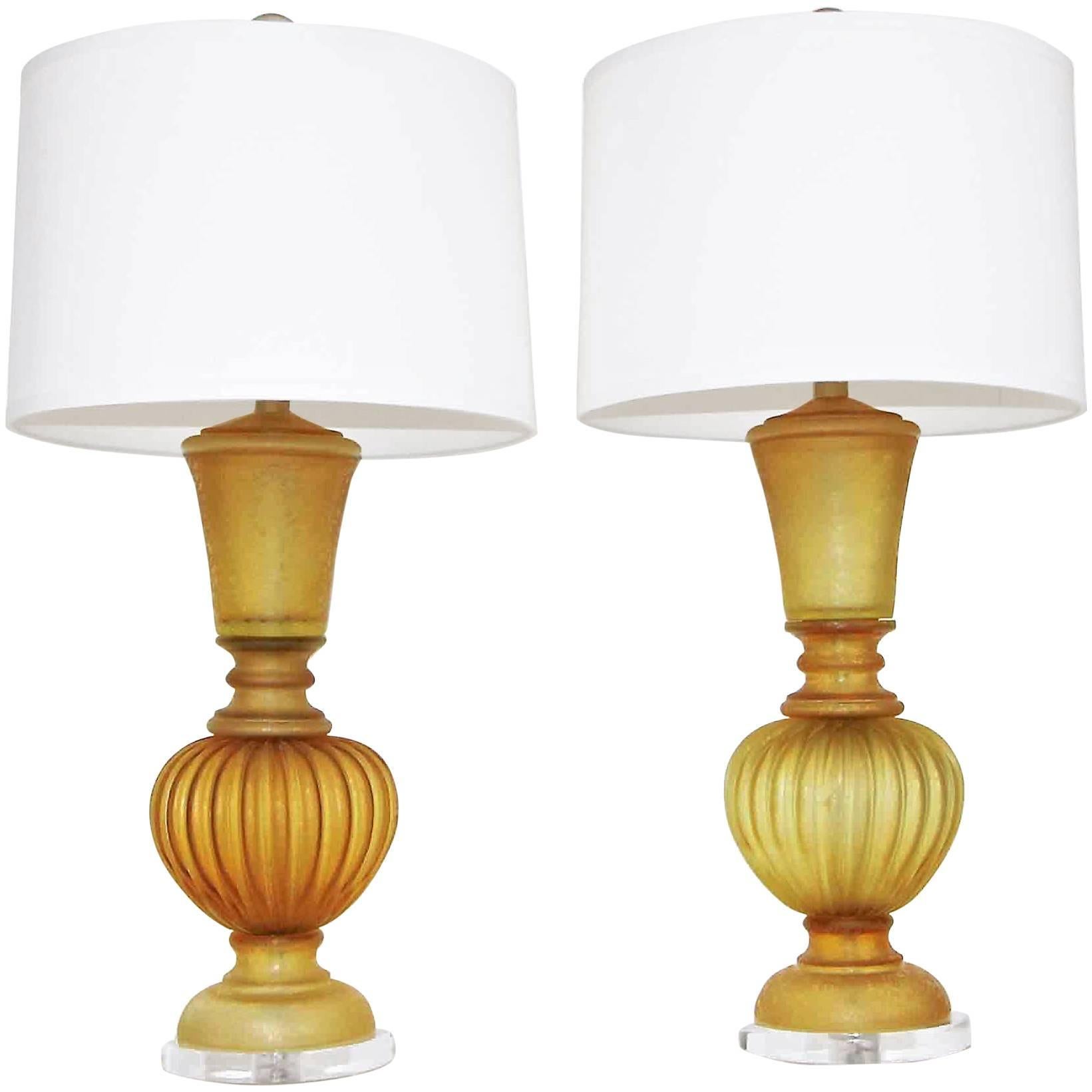 Rare Monumental Pair of Marbro Glass Floor Lamp Tables at 1stDibs