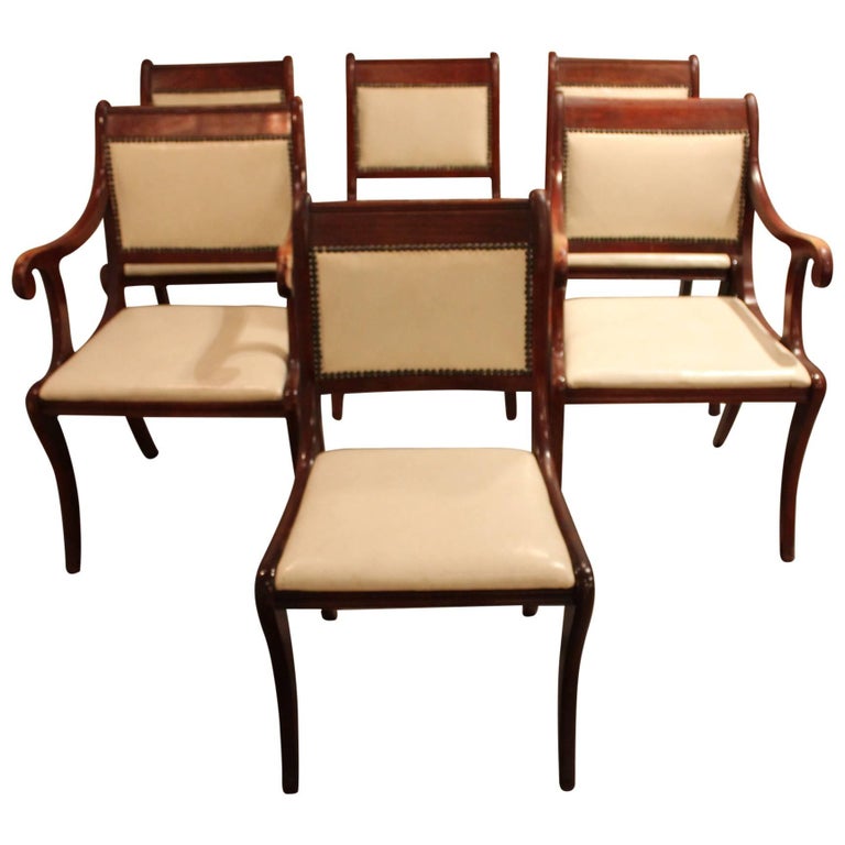 Set of Six Vintage Regency Style Dining Chairs For Sale at 1stDibs