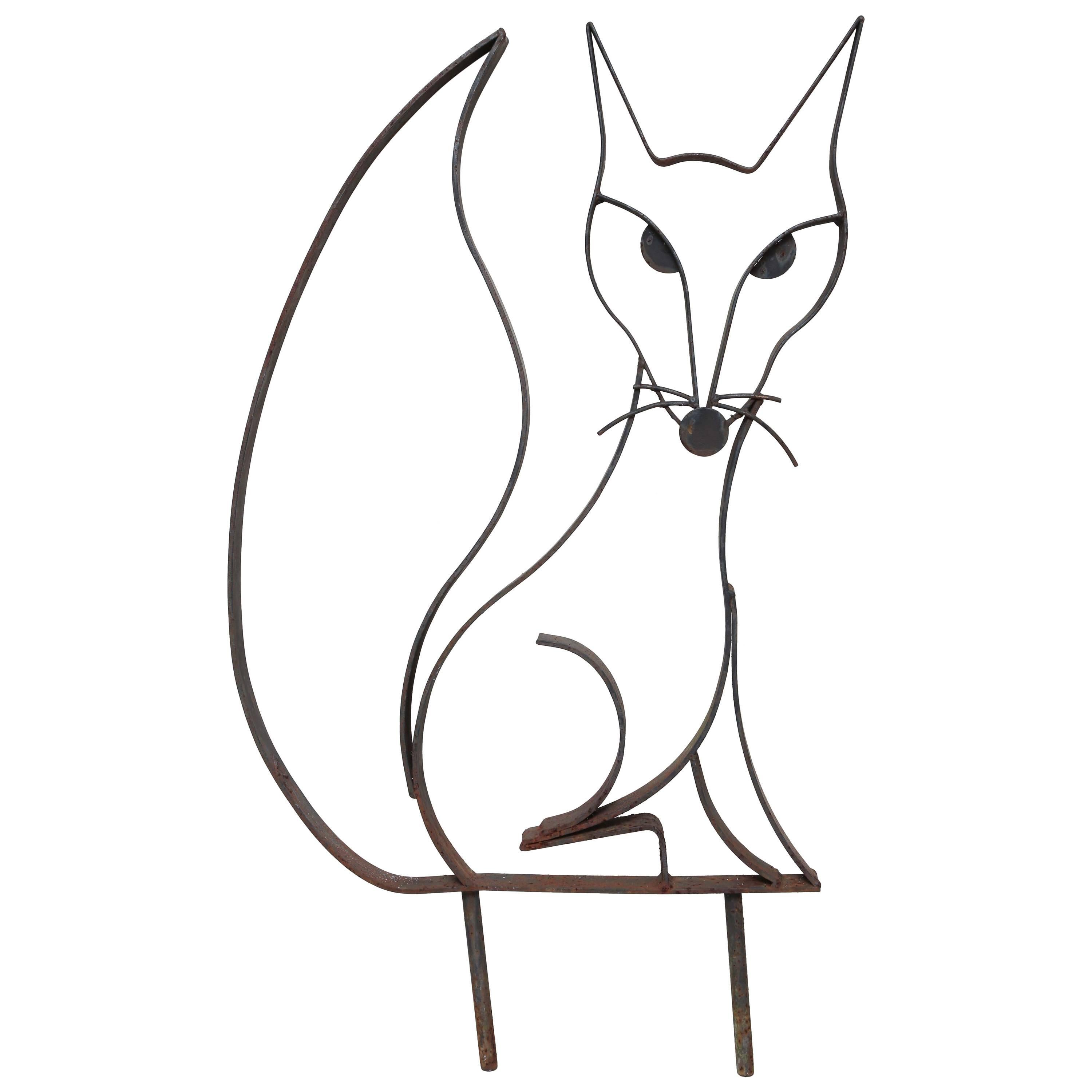 Mid-Century Iron Fox Sculpture at 1stDibs | fox garden sculpture