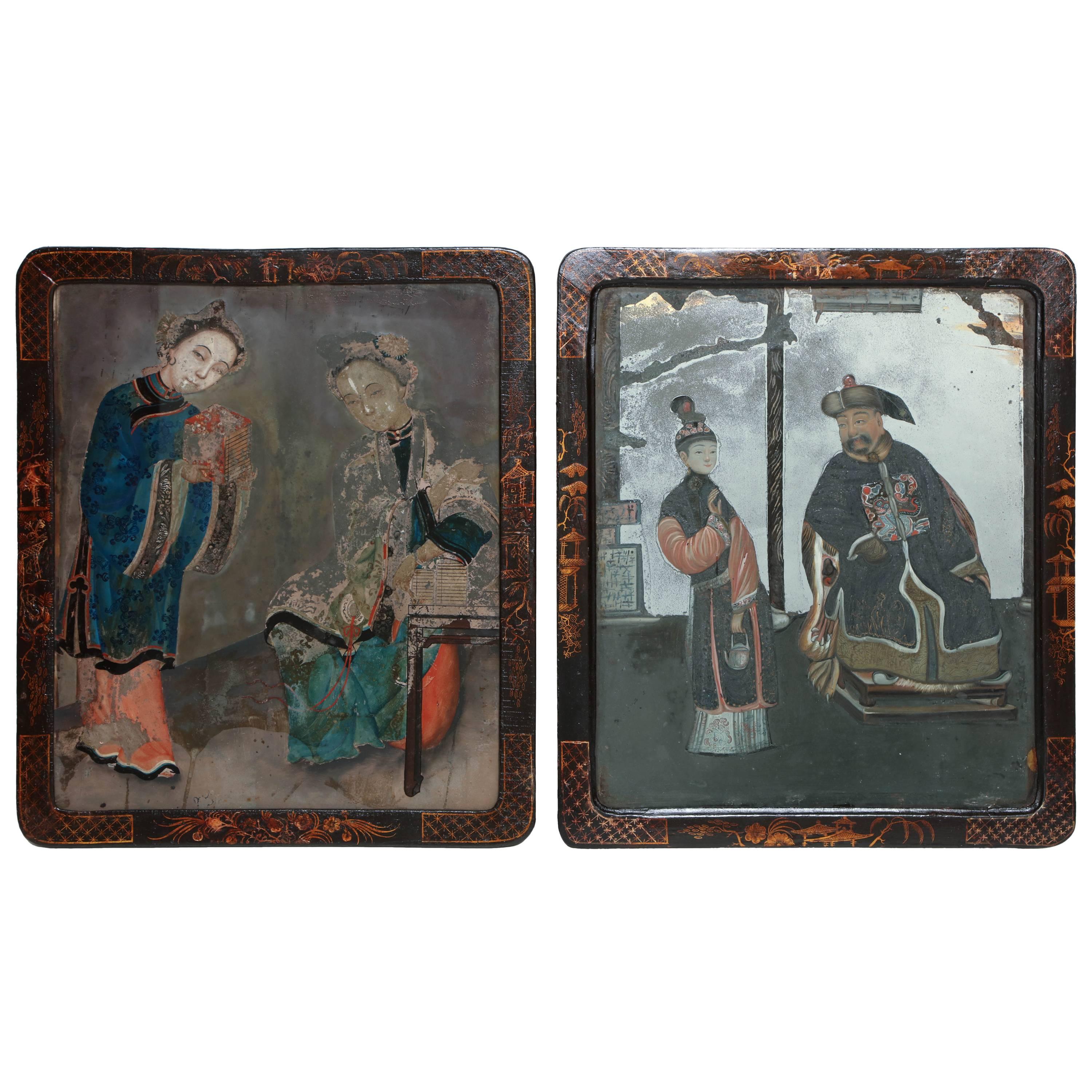 Two Chinese Reverse Paintings on Glass at 1stDibs | chinese reverse ...