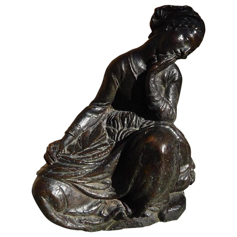 Libero Andreotti Large Bronze Sculpture, Seated Woman at 1stDibs