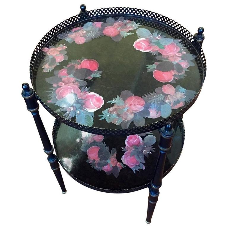 Lovely Italian Two-Tier Tole and Iron Side Table at 1stDibs