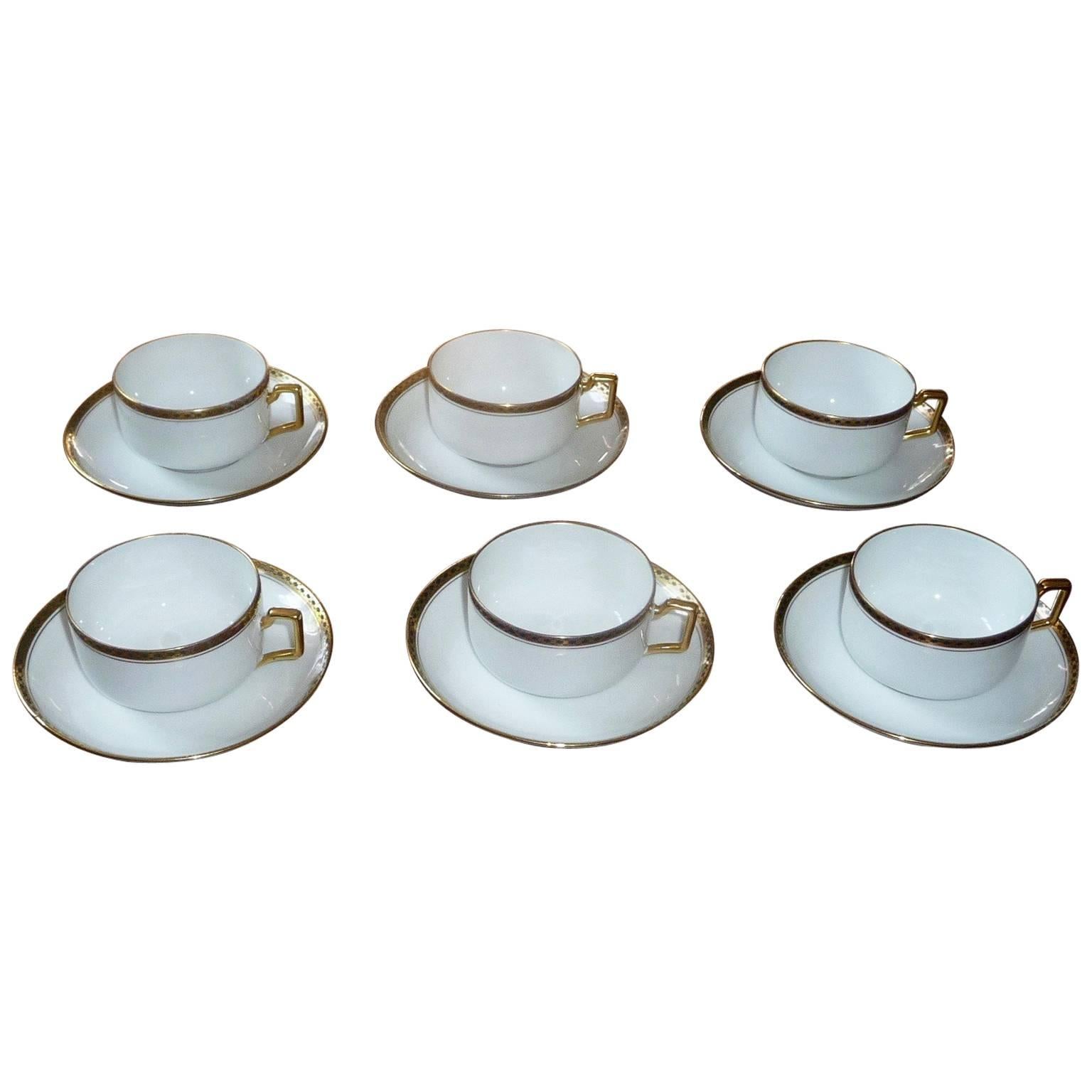 Fine Limoges Porcelain Coffee Service Set of Six Cups by Legrand ...