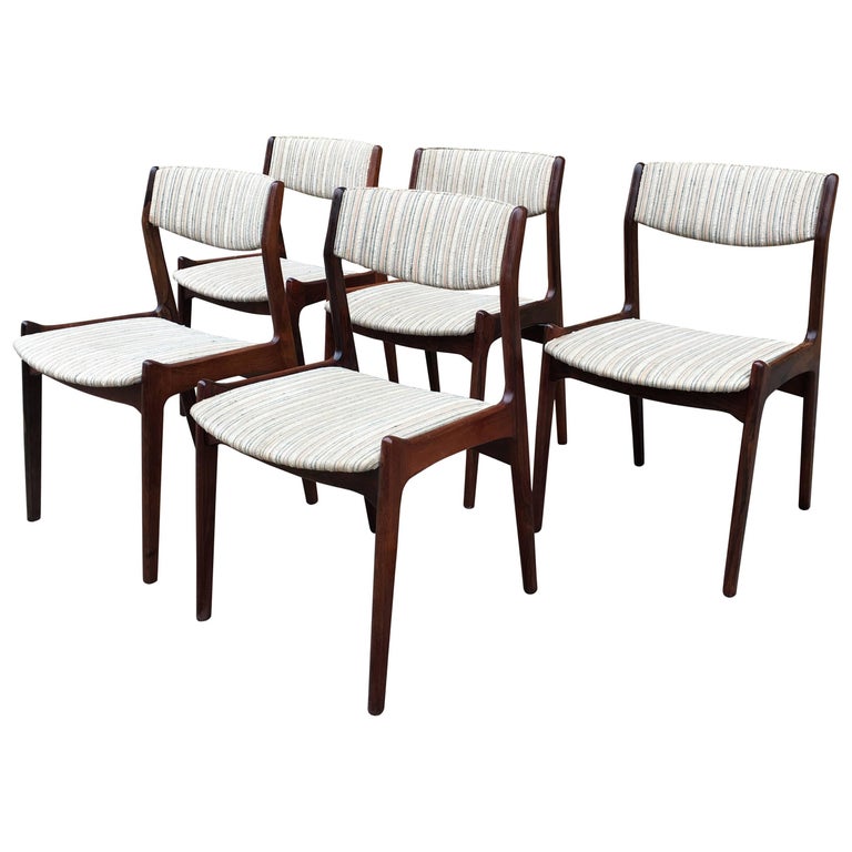 Set of Five Danish Modern Rosewood Dining Chairs by Eric Buck For Sale ...