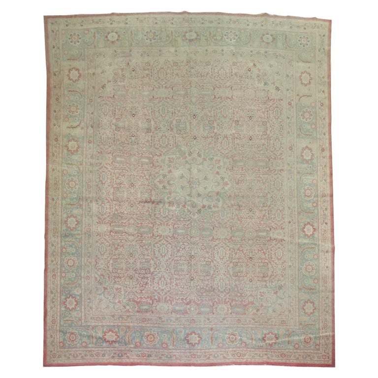 Fine Pink Mint Green Indian Rug For Sale at 1stDibs